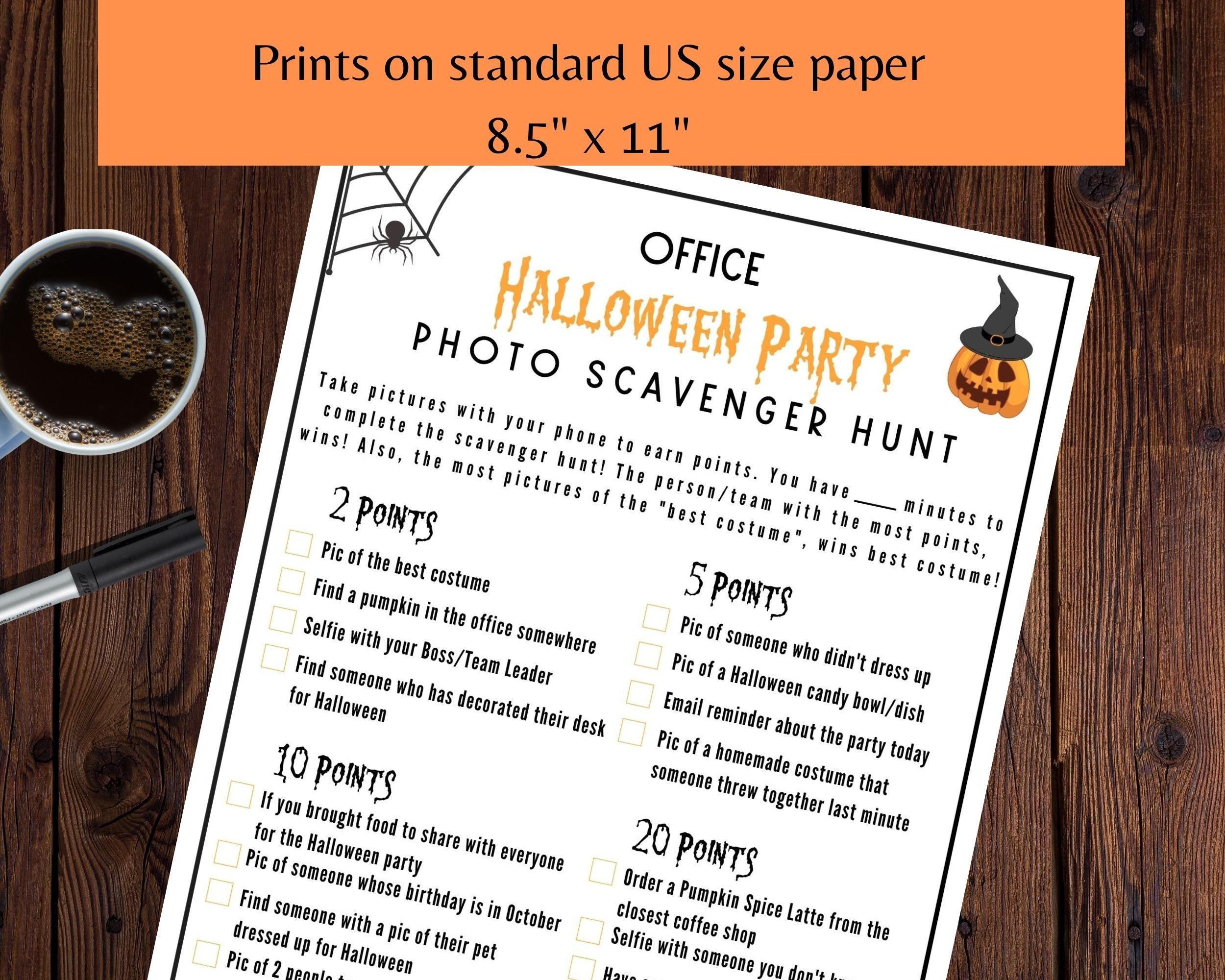 Office Halloween Party Scavenger Hunt - Work Halloween Party Game ...