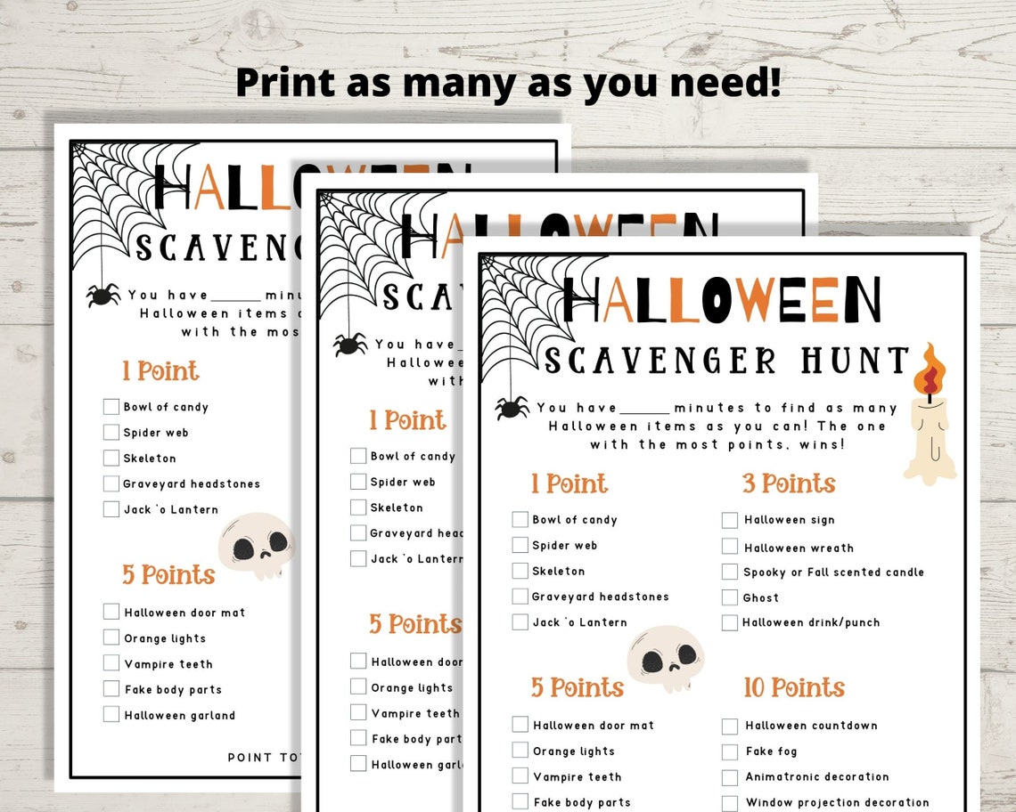 Halloween Scavenger Hunt Kids Halloween Party Game - Etsy