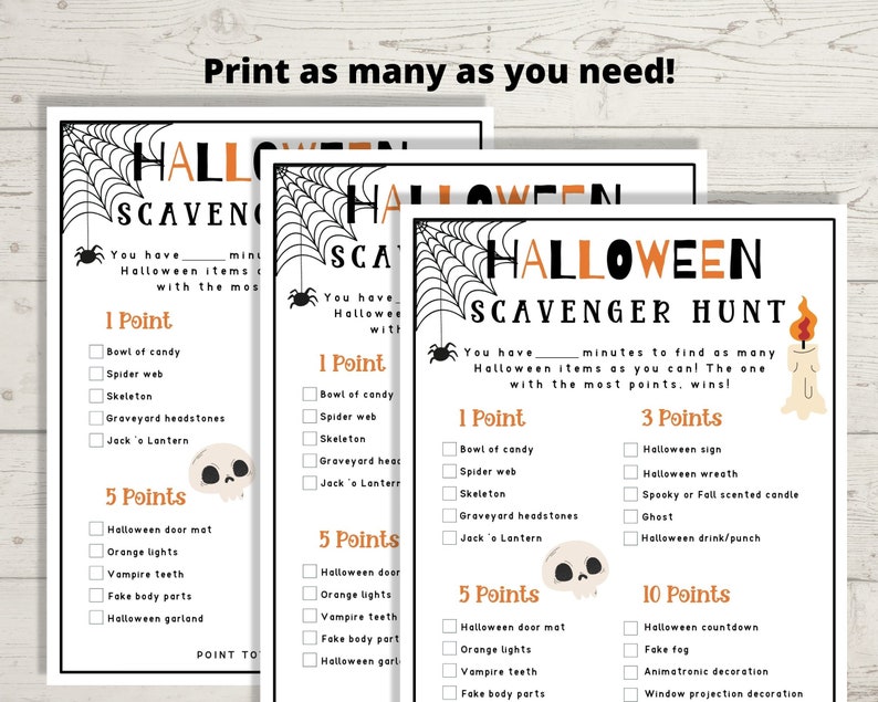 Halloween Scavenger Hunt Kids Halloween Party Game - Etsy