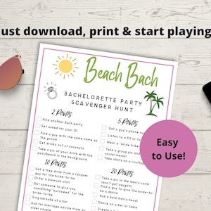 Beach Bachelorette Party Scavenger Hunt Game - Cancun Bachelorette ...