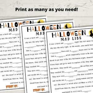 Halloween Mad Libs - Halloween Printable Game, Kids Halloween Game ...
