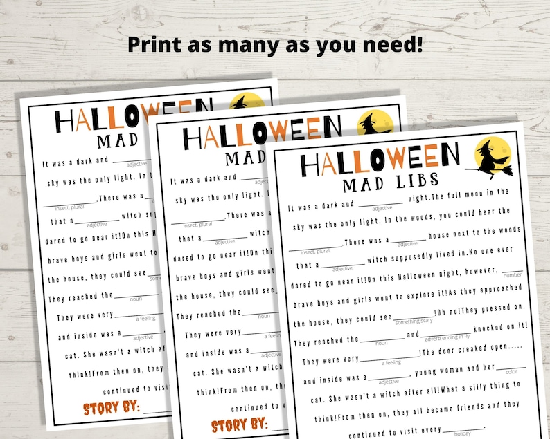 Halloween Mad Libs - Halloween Printable Game, Kids Halloween Game ...