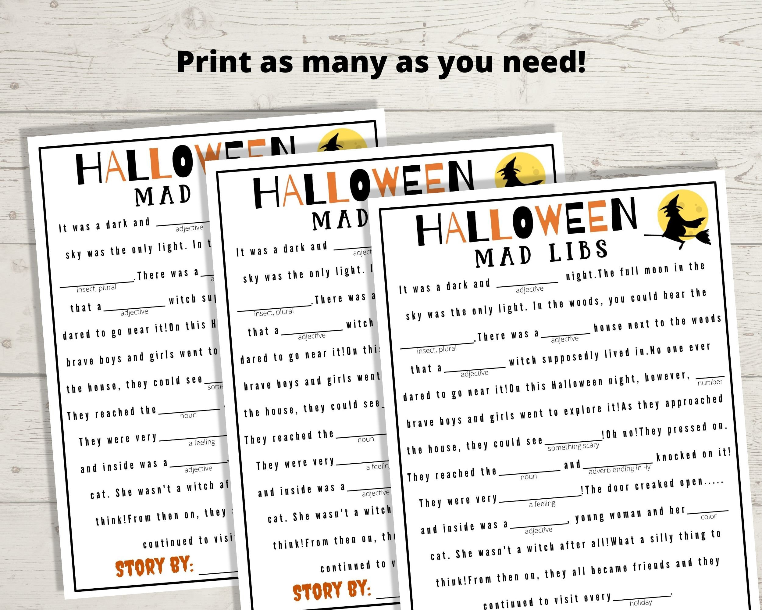 Halloween Mad Libs - Halloween Printable Game, Kids Halloween Game ...