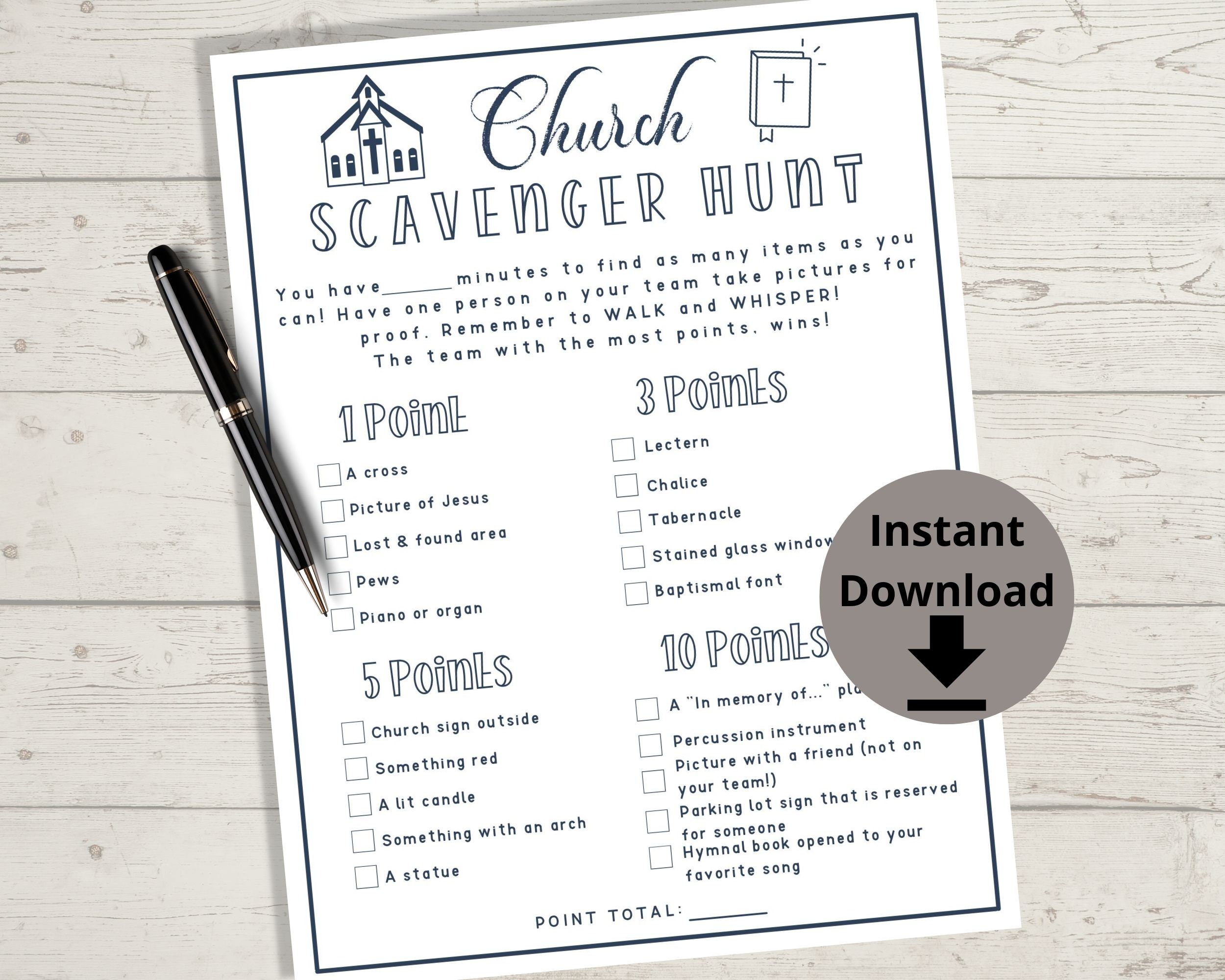 Church Scavenger Hunt - Church I Spy Game, Youth Group Games, Church ...