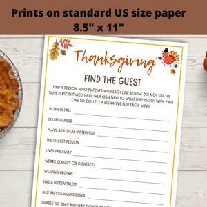 Thanksgiving Find the Guest Game - Thanksgiving Scavenger Hunt ...