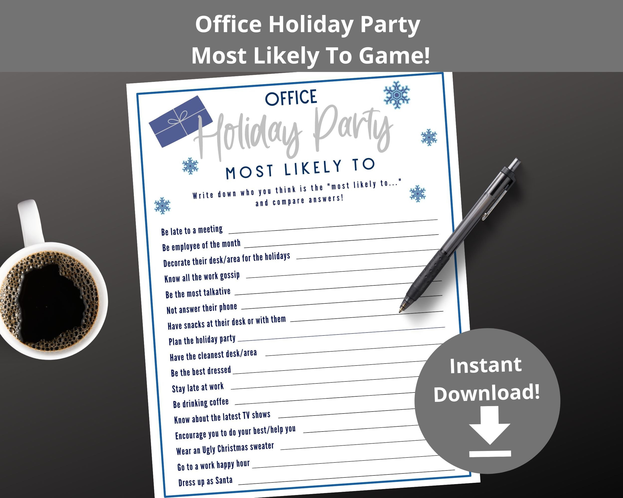 Office Holiday Party Game - Most Likely to Game, Holiday Party Game ...
