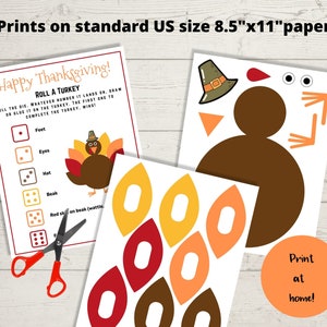 Gratitude Game - Roll a Turkey Game, Turkey Printable, Thanksgiving ...