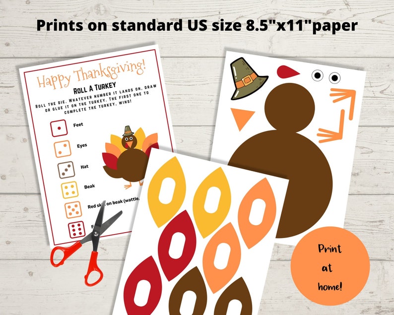 Gratitude Game Roll a Turkey Game, Turkey Printable, Thanksgiving Game ...