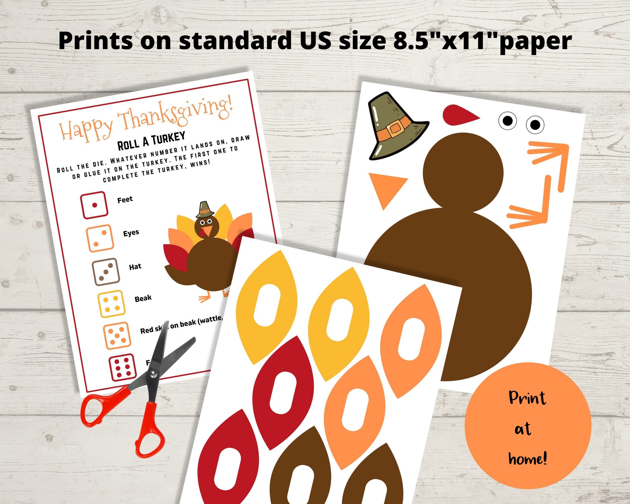 Gratitude Game - Roll a Turkey Game, Turkey Printable, Thanksgiving ...