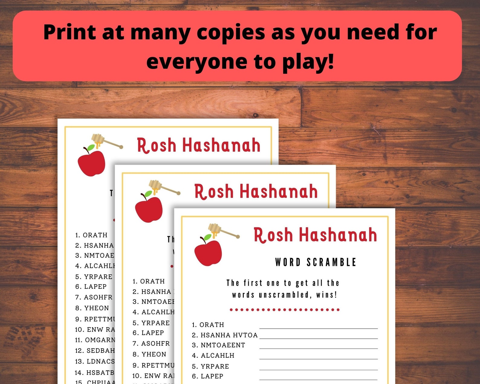 Rosh Hashanah Game - Rosh Hashanah Word Scramble Game for Kids, Jewish ...