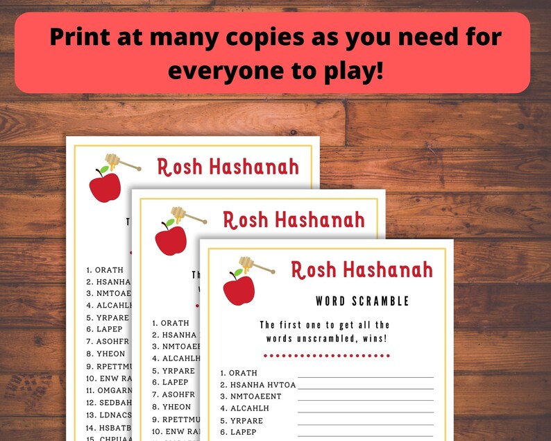 Rosh Hashanah Game - Rosh Hashanah Word Scramble Game for Kids, Jewish ...