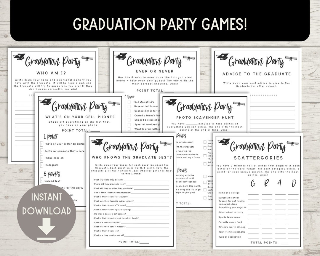 Graduation Game Bundle - Graduation Party Game Pack, Printable Class ...