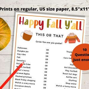 Fall This or That Game - Fall Printables, Autumn Would You Rather, Kids ...