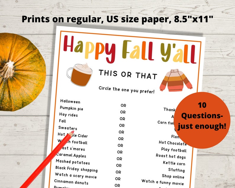 Fall This or That Game - Fall Printables, Autumn Would You Rather, Kids ...