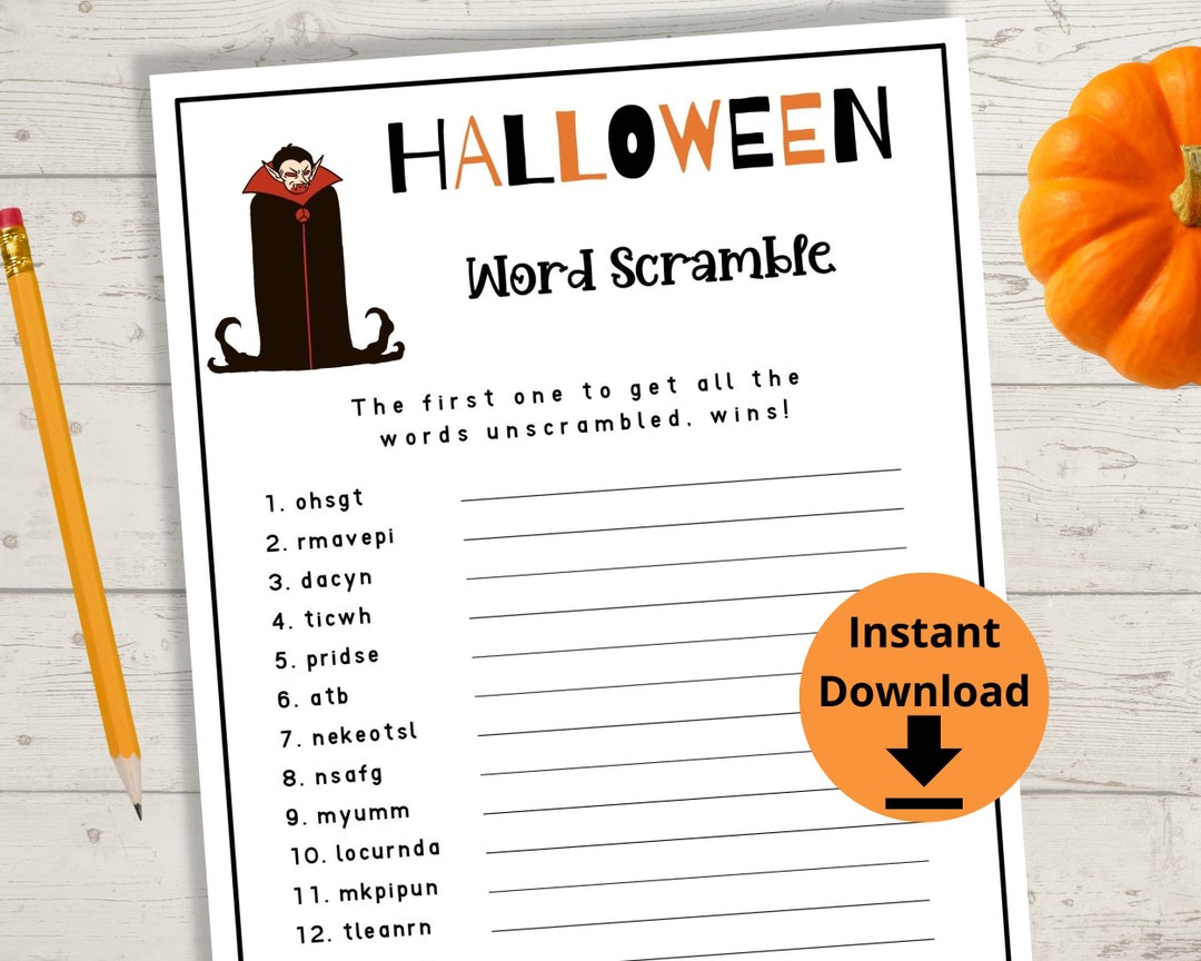 Halloween Word Scramble - Word Scramble, Word Scramble Game, Kids ...