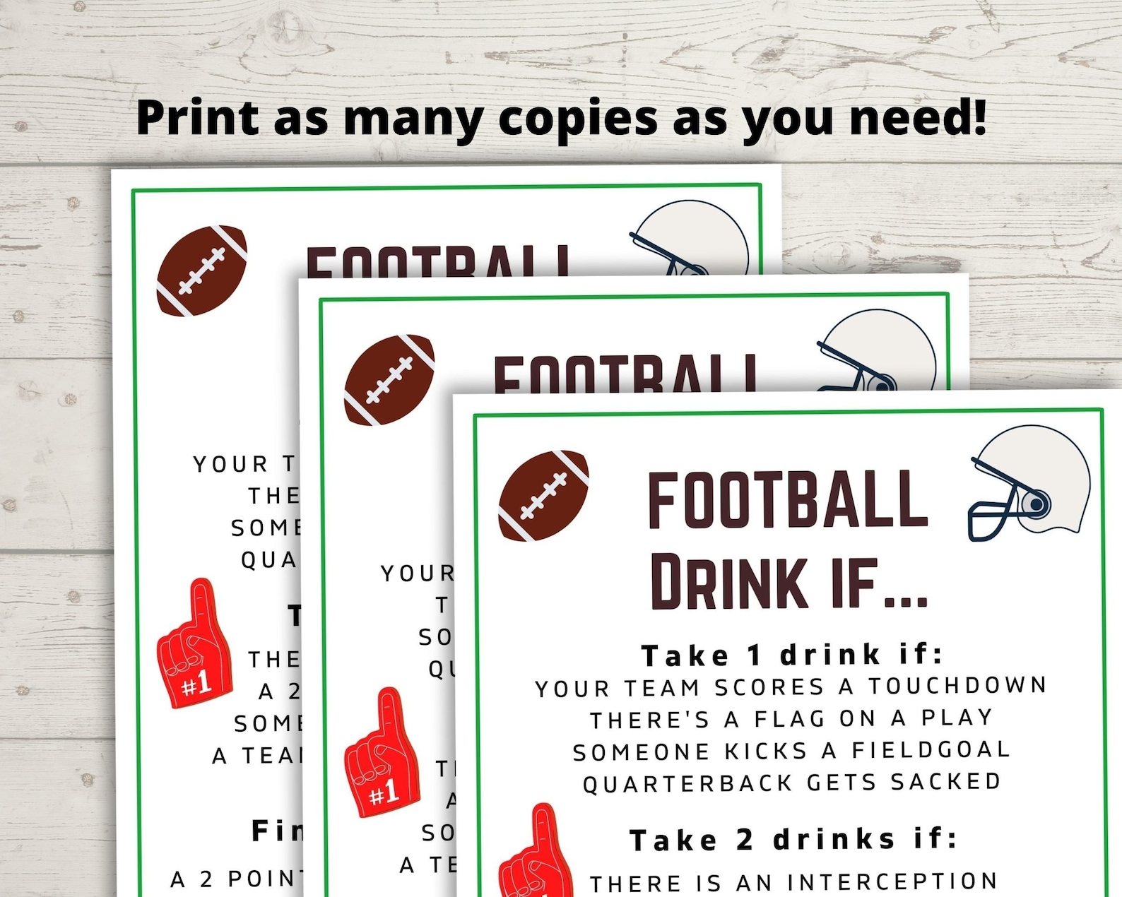 Football Drinking Game - Sunday Football Drink If Party Game, Printable ...