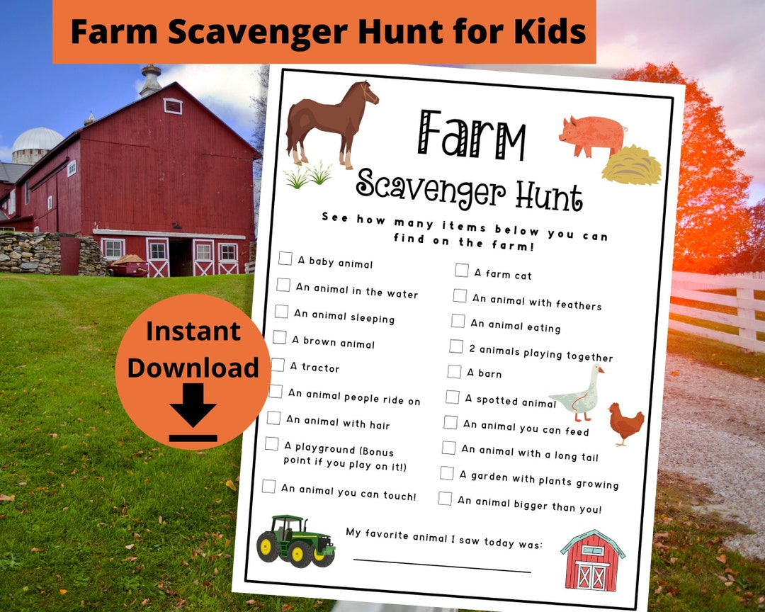 Farm Scavenger Hunt - Farm Treasure Hunt, Farm Games, Farm Animal Hunt ...