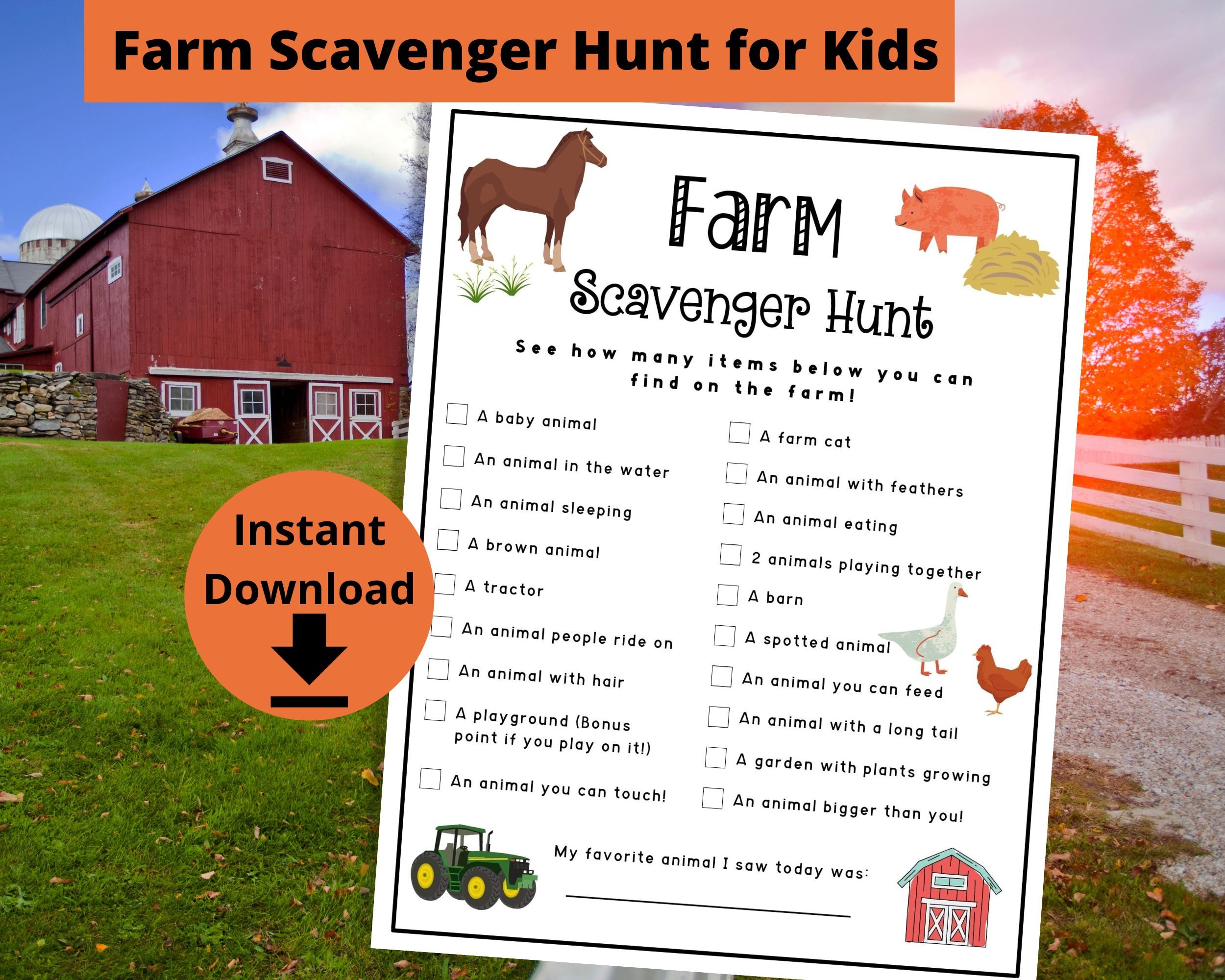 Farm Scavenger Hunt - Farm Treasure Hunt, Farm Games, Farm Animal Hunt ...