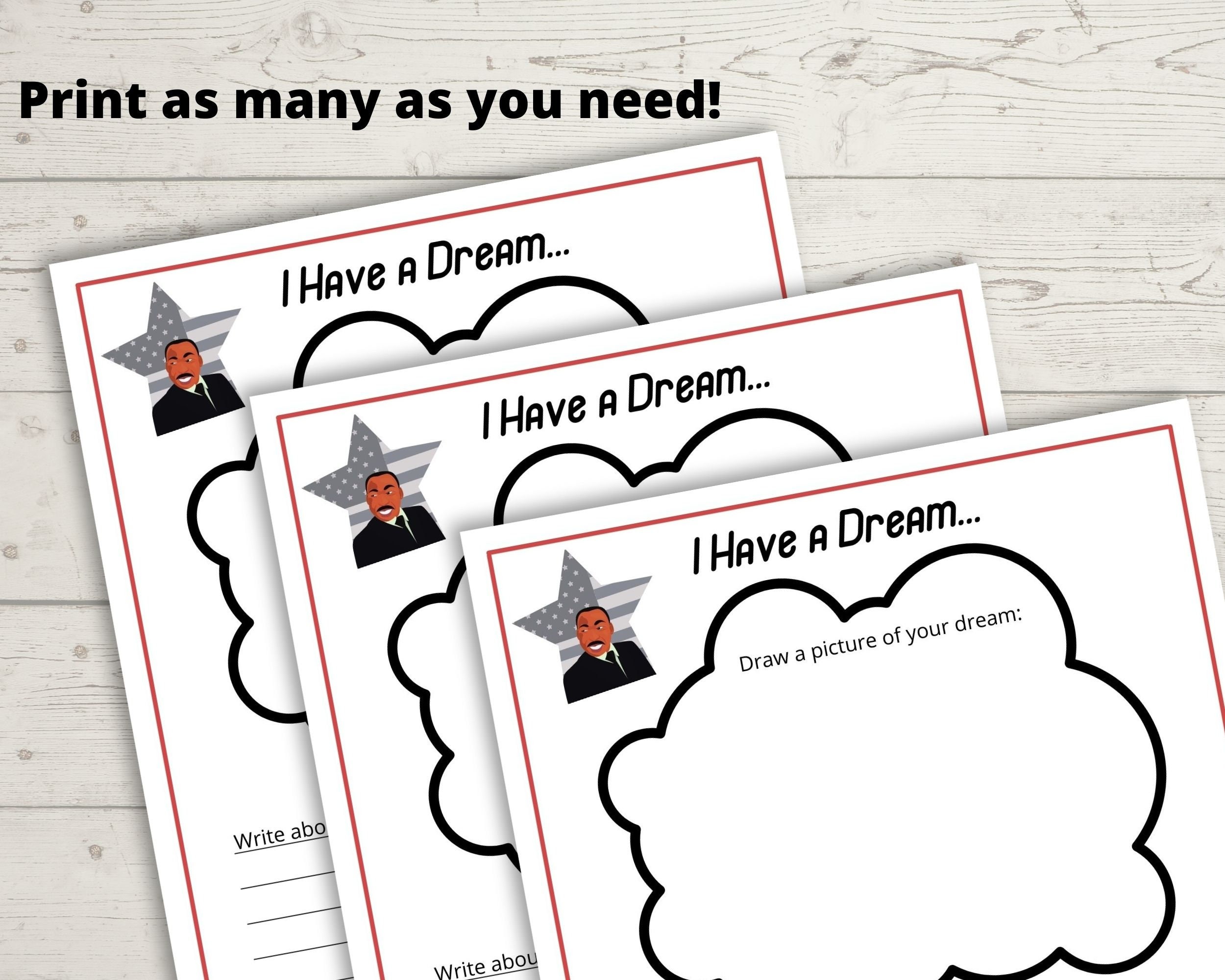 Martin Luther King Day Kids' Activity Page MLK Printable Sheet, I Have ...