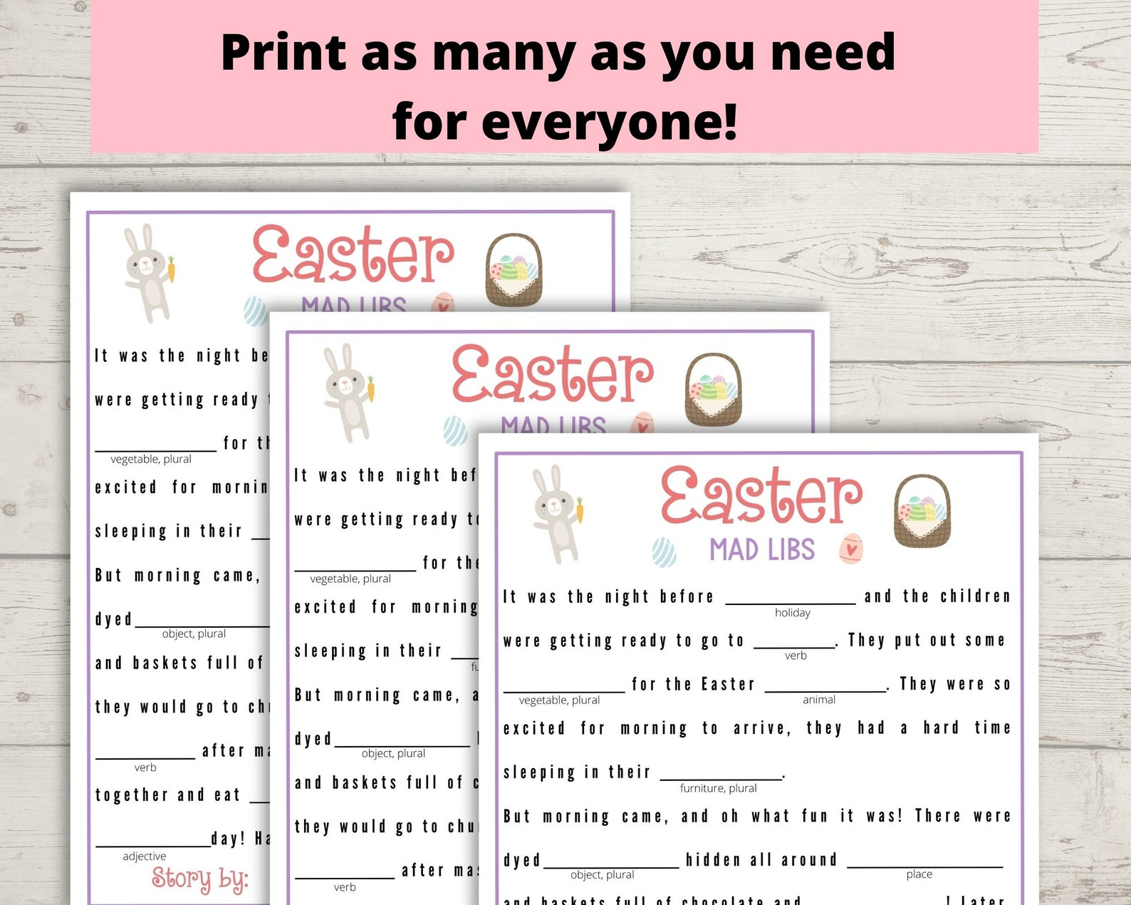 Easter Mad Lib Game Children's Easter Party Game Kids - Etsy