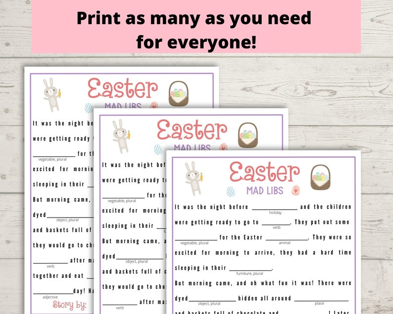Easter Mad Lib Game Children's Easter Party Game, Kids Madlibs for ...