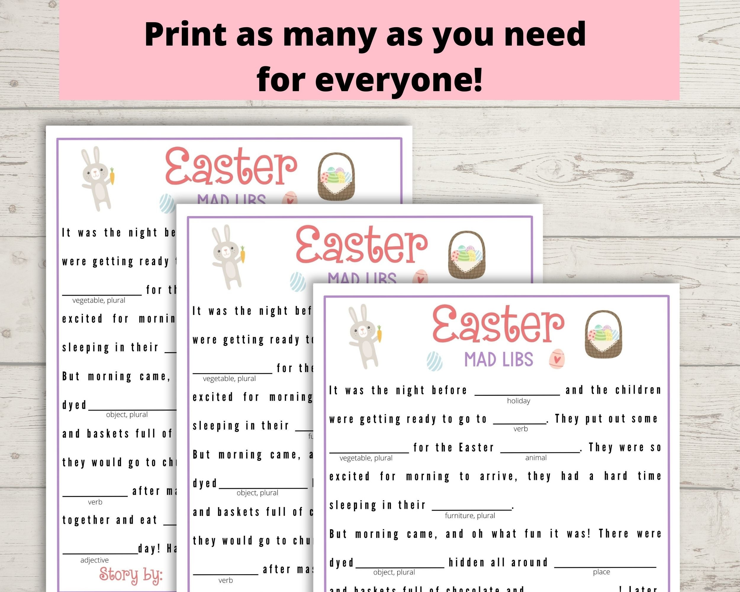 Easter Mad Lib Game - Children's Easter Party Game, Kids Madlibs for ...