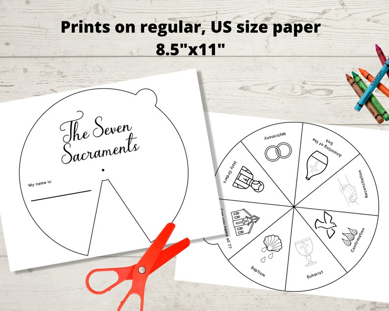 7 Sacraments Coloring Wheel - Sunday School Activity, Church Activity ...