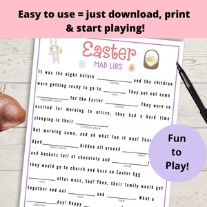 Easter Mad Lib Game - Children's Easter Party Game, Kids Madlibs for ...
