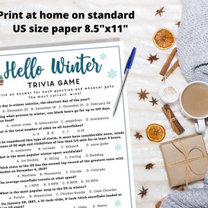 Winter Trivia Game Fun Winter Activity, Winter Icebreaker, Printable ...
