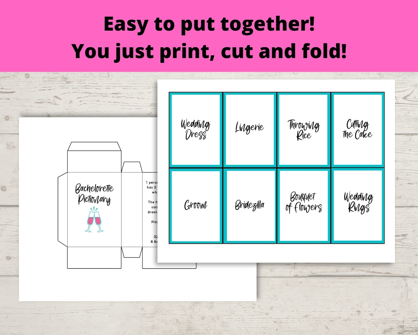 Bachelorette Pictionary Game - Bridal Pictionary, Bachelorette Party ...