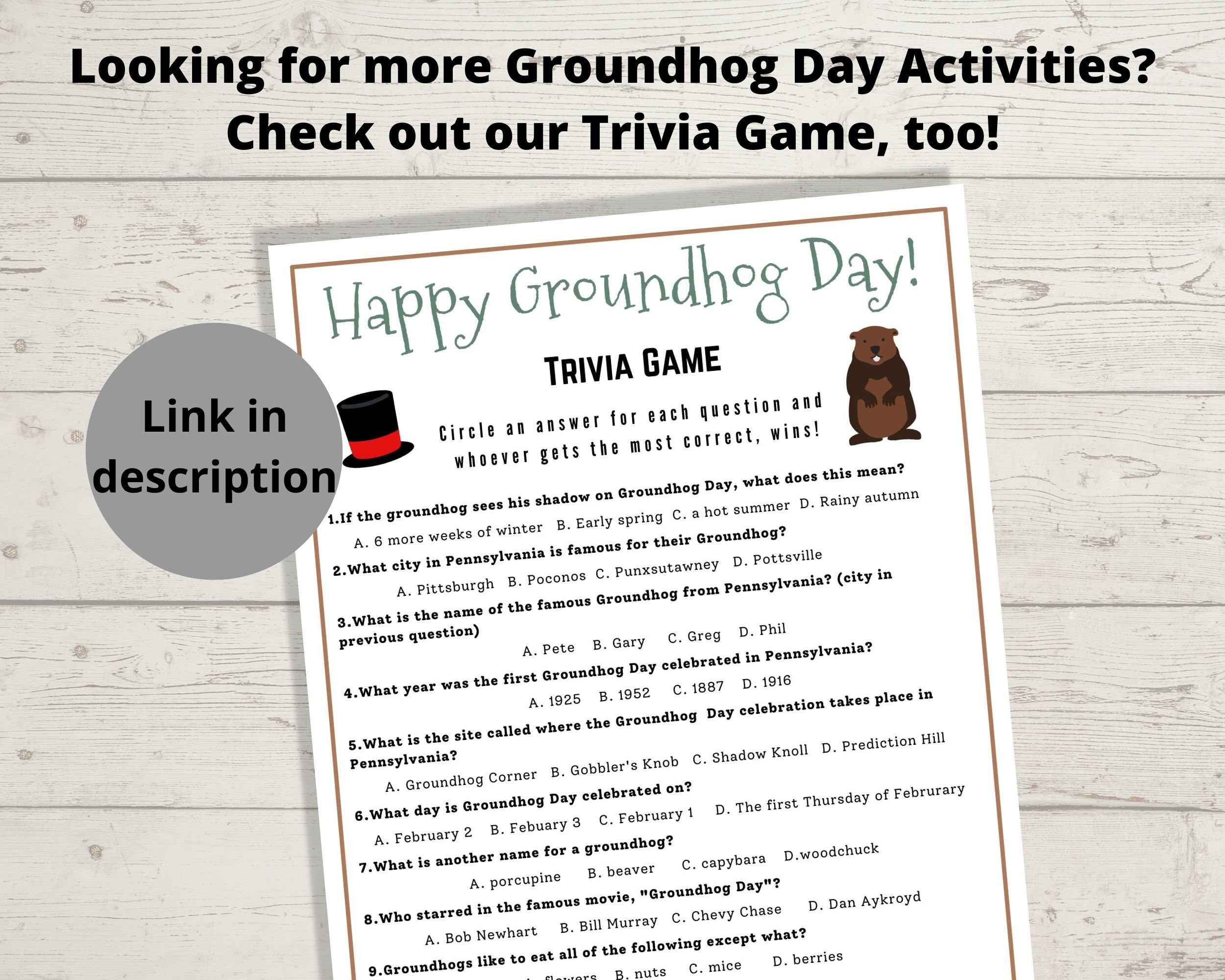 Groundhog Day Kids Activity Roll A Groundhog Game, Children's Ground ...