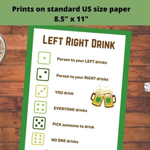 St Patrick's Day Party Drunk Dice Game - Left Right Drink, Adult Saint ...