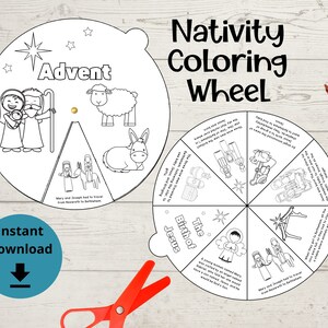 Nativity Coloring Wheel - Kids Printable Advent Wheel, Nativity Story ...