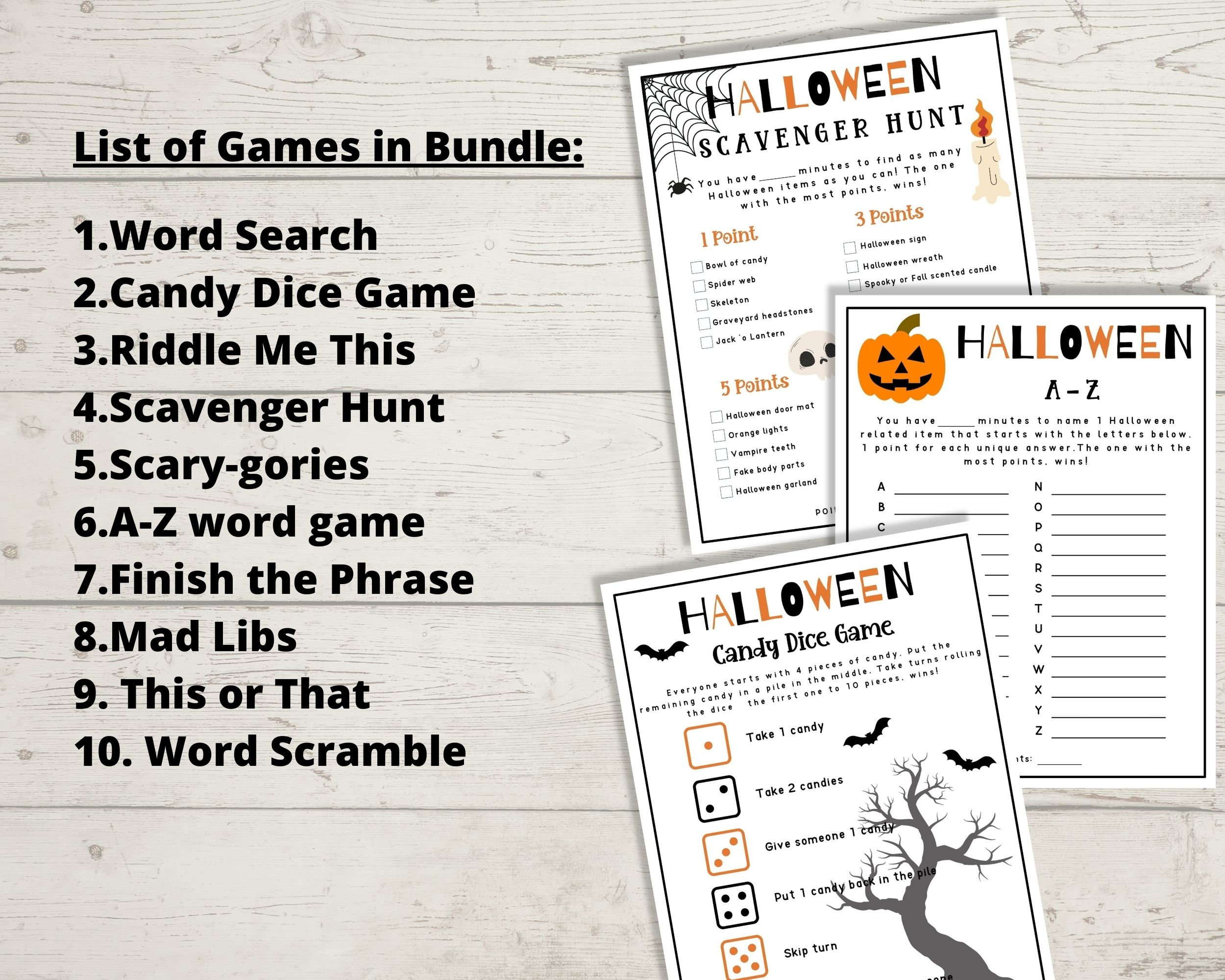 Halloween Game Bundle - Kids Halloween Game, Halloween Printables ...