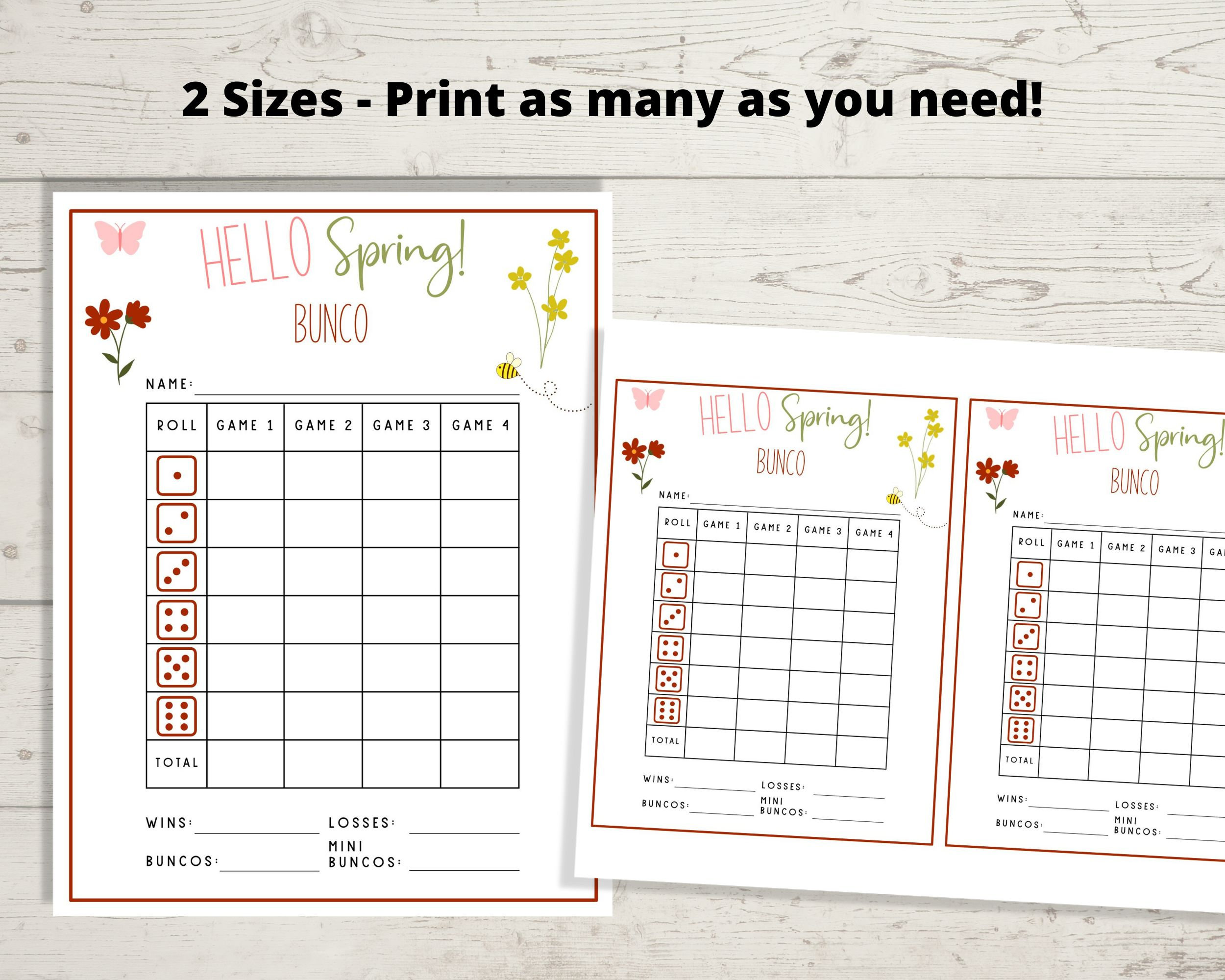 Spring Bunco Spring Bunco Printables, Bunco Game, Bunco Table Numbers ...
