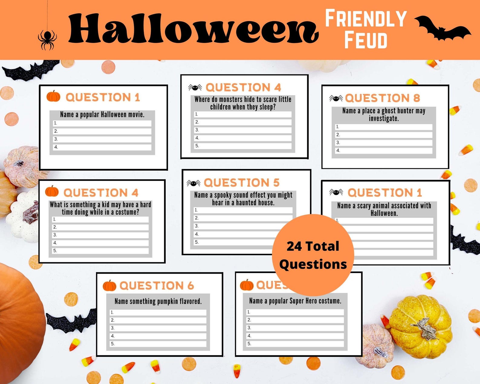Halloween Family Feud Trivia Game - Halloween Games, Halloween Family ...