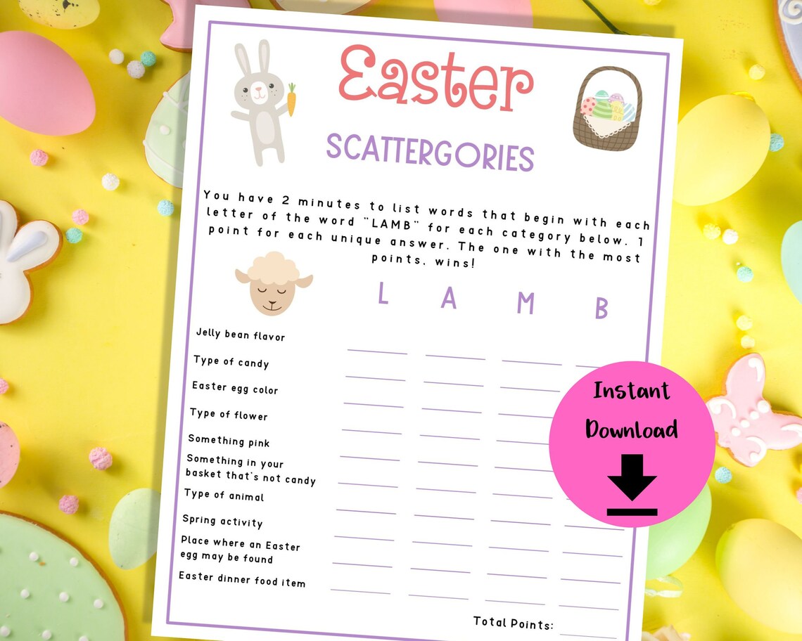 Easter Scattergories - Easter Word Game, Easter Printable, Kids Easter ...