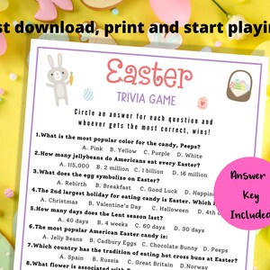 Easter Trivia - Easter Trivia Game, Easter Printable, Easter Game ...