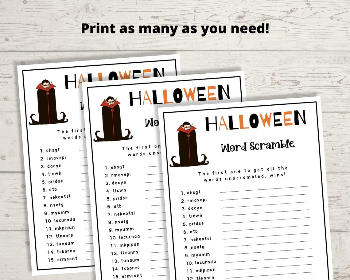 Halloween Word Scramble Kids Halloween Game Word Game - Etsy