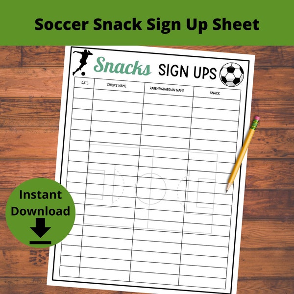 Snack Sign up Sheet - Etsy