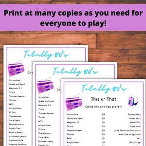 80's Party Games - This or That Game, 80s Themed Game, 50th or 40th ...