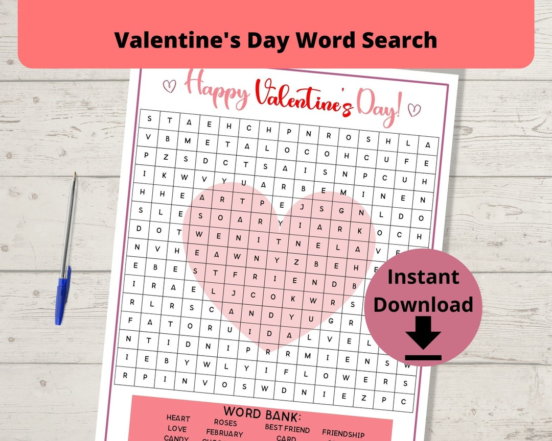 Valentine Word Search Game - Valentine's Day Classroom Activity ...