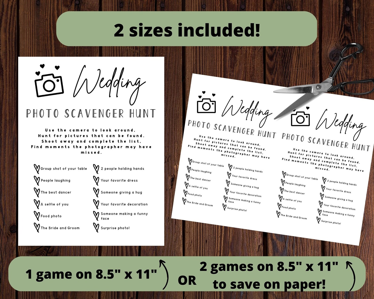 Camera Wedding Game Wedding Reception Game Photo Scavenger - Etsy