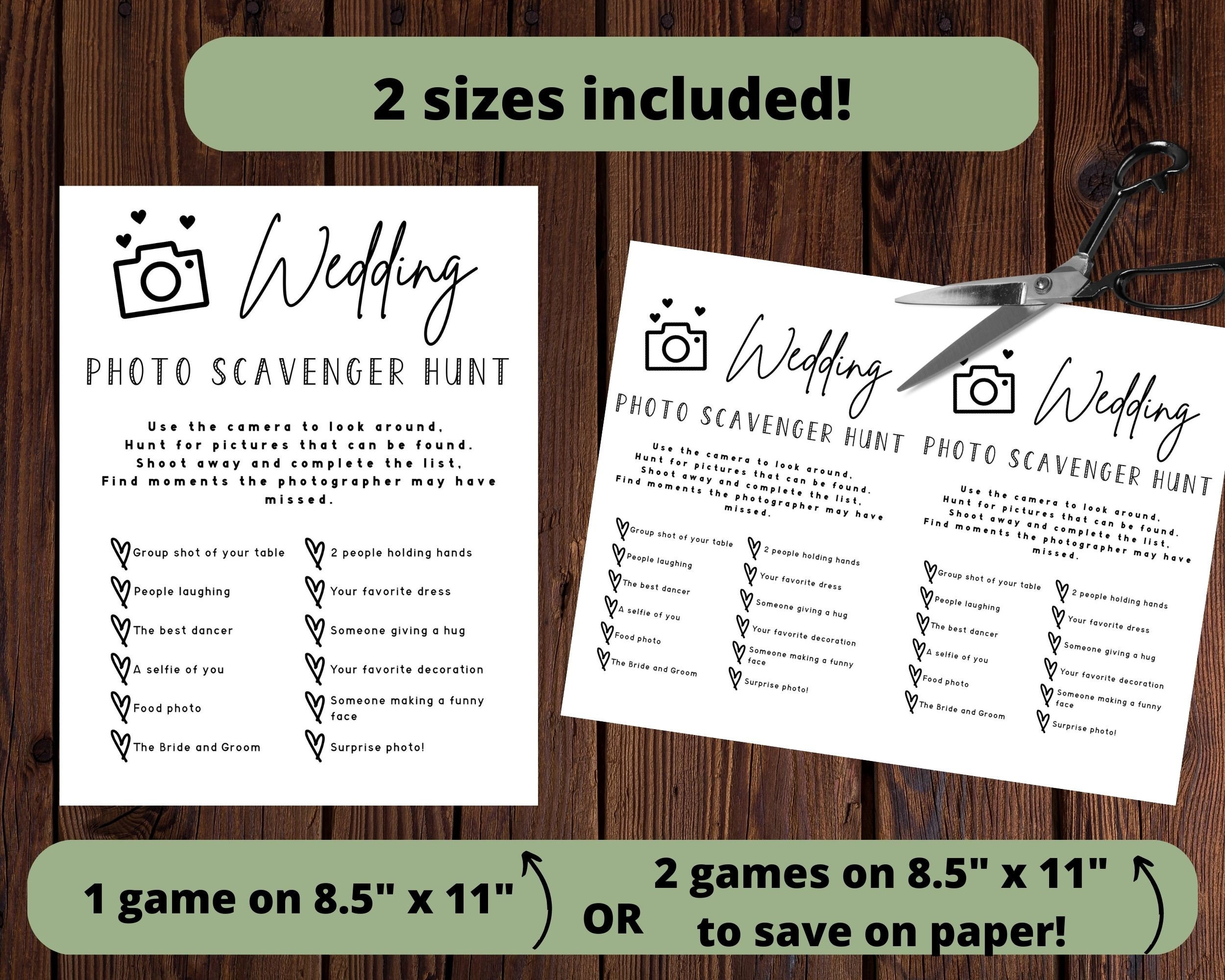 Camera Wedding Game Wedding Reception Game Photo Scavenger - Etsy