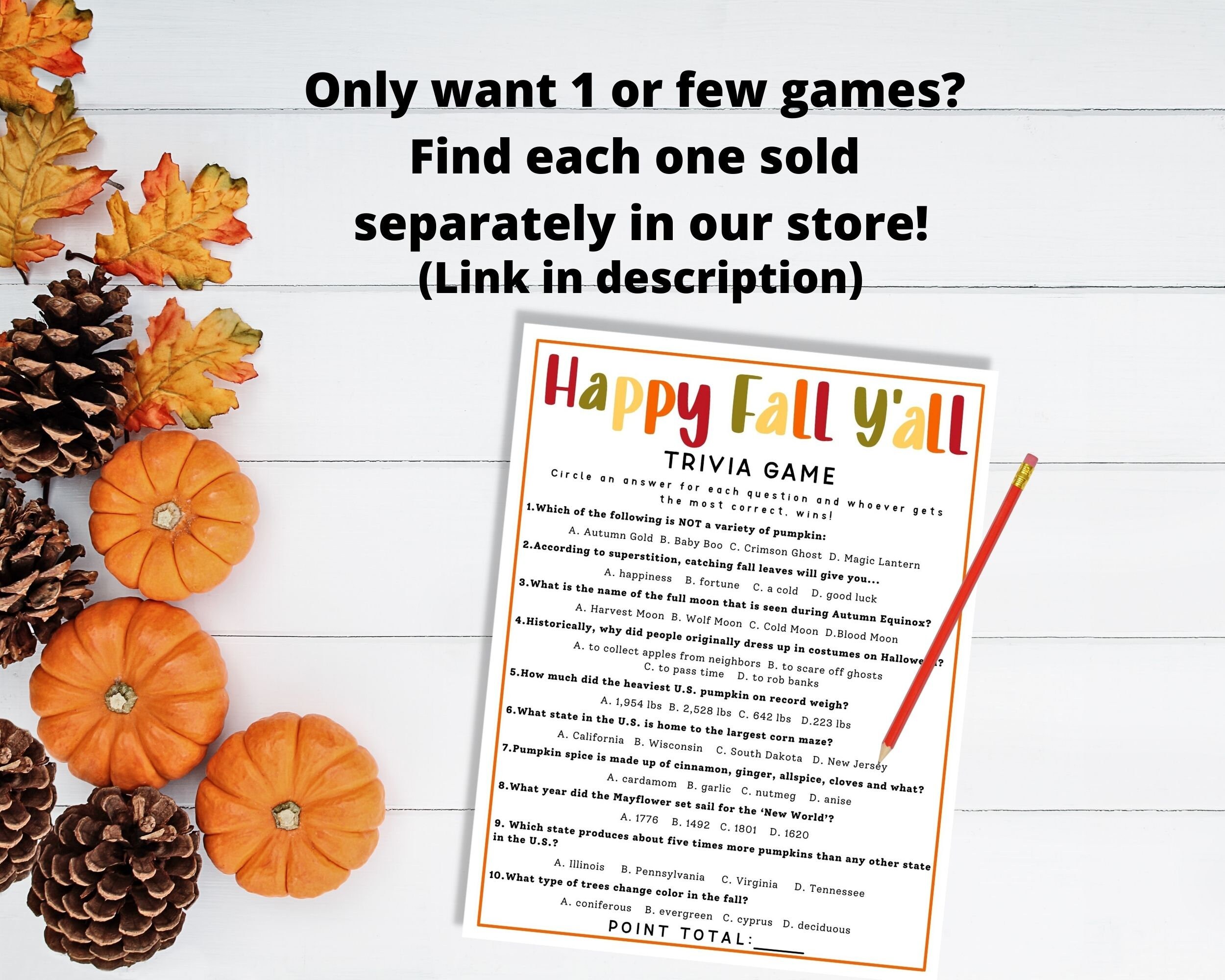 Fall Game Bundle Autumn Games Bundle, Fall Activites for Kids and ...