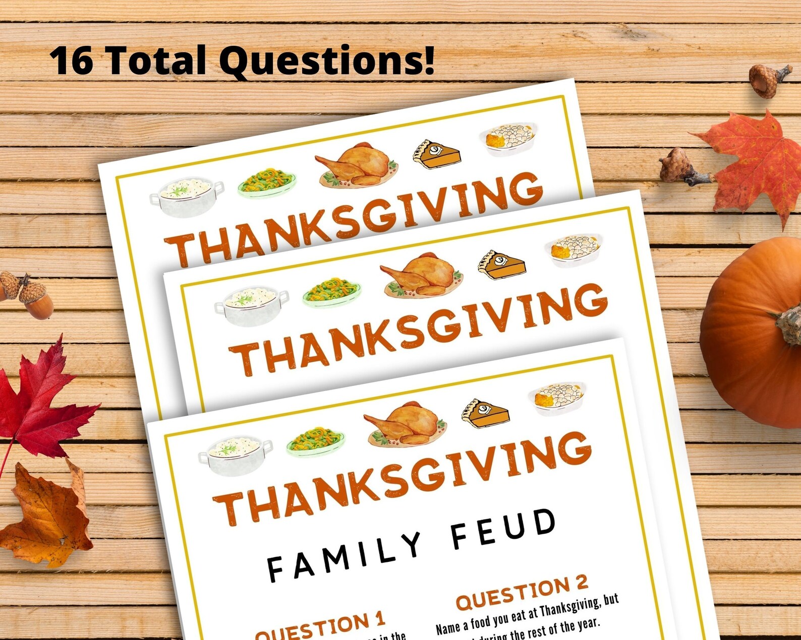 Thanksgiving Day Family Feud Trivia Game - Friendsgiving Games, Turkey ...