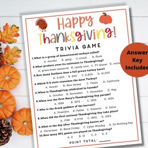 Thanksgiving Trivia Game - Thanksgiving Trivia, Friendsgiving Trivia ...