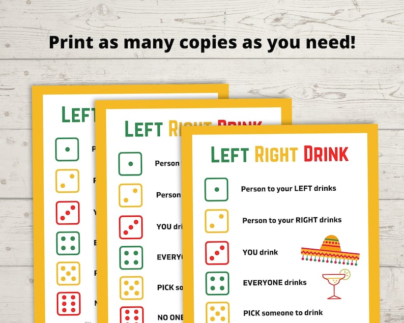 Cinco De Mayo Party Game - Left, Right, Drink Dice Game for Cinco De ...