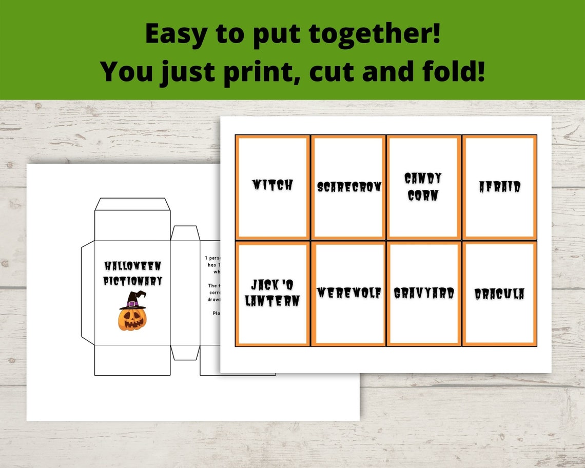 Halloween Pictionary Game - Halloween Party Games, Halloween Family Fun ...