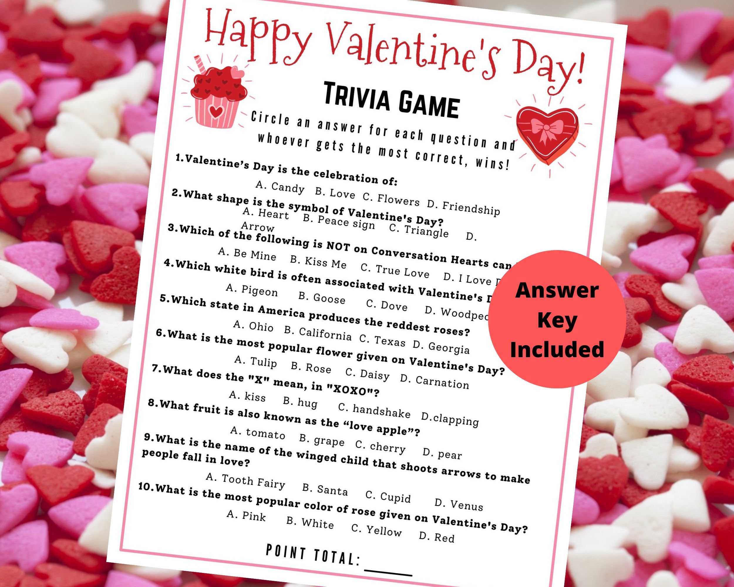 Valentine Trivia Game Valentines Trivia, Valentine Party Game ...